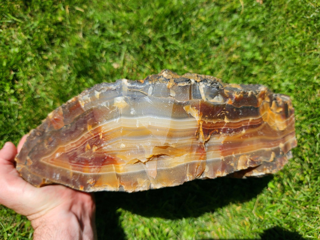 Massive 22 Lb Brazilian Agate, Carnelian Agate, Fortification Agate ...