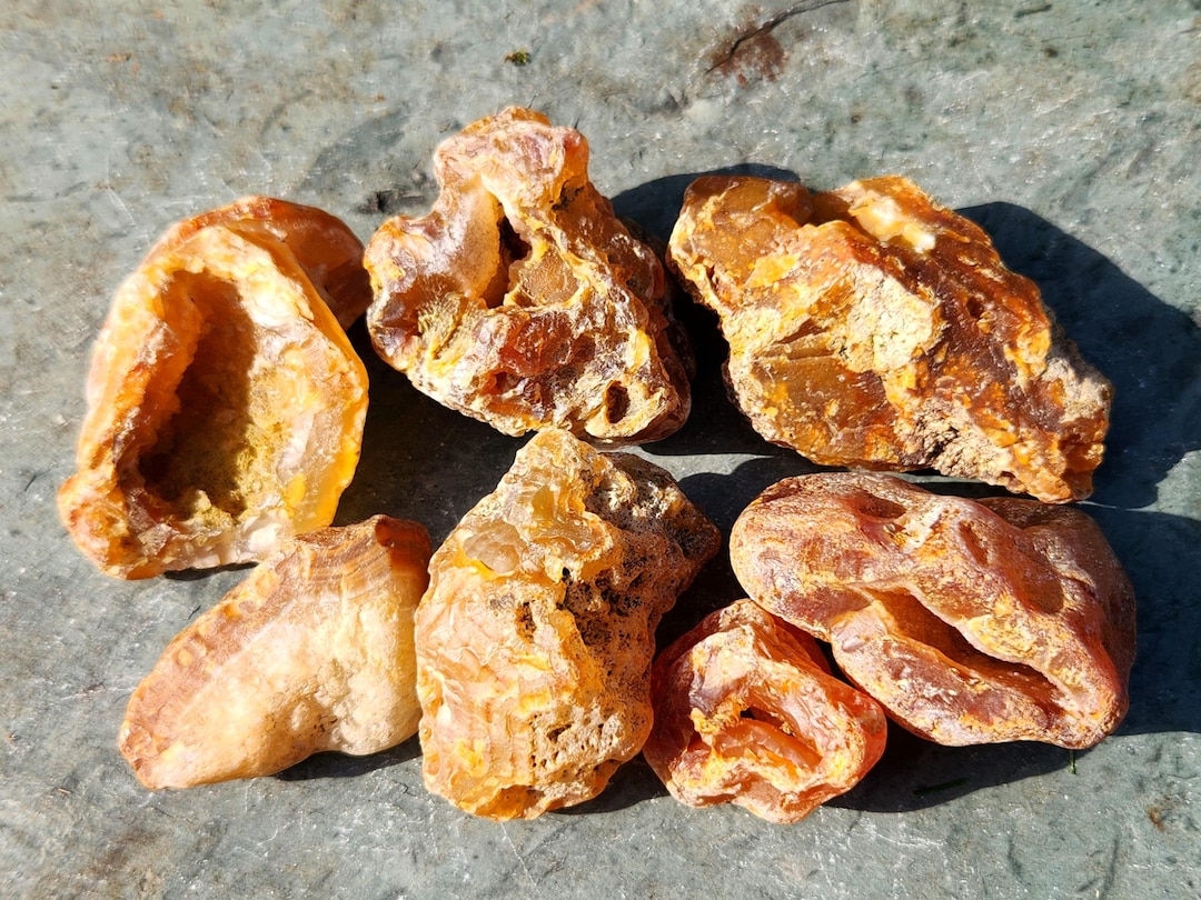 Lot of 7 Carnelian Agates, Oregon Agates, Botryoidal Agates, Banded ...