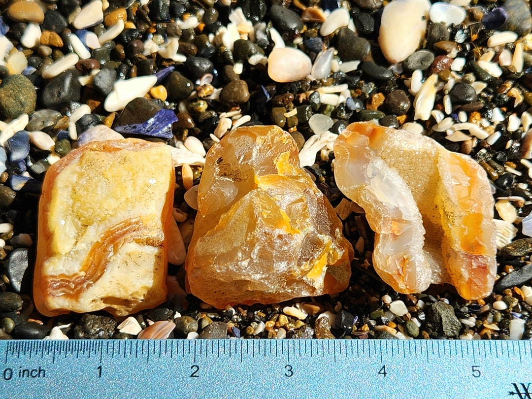 Collection of 3 Oregon Agates, Carnelian Agate, Chalcedony, Quartz ...
