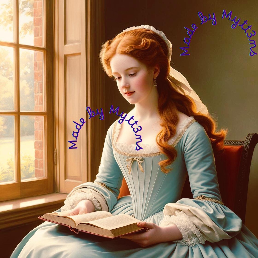 Antique Portrait Woman Reading Vintage Print Bedroom Wall Décor Digital ...