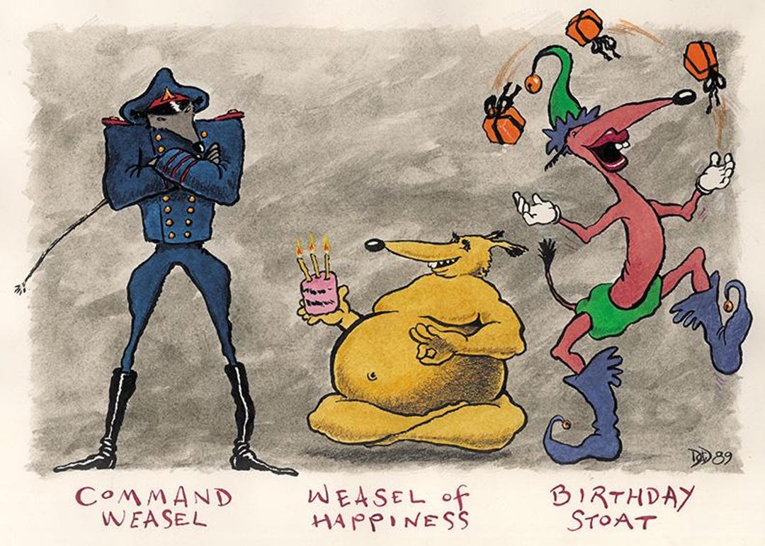 Birthday Card, Silly Birthday Card, Weird Birthday Card, Weasels - Etsy