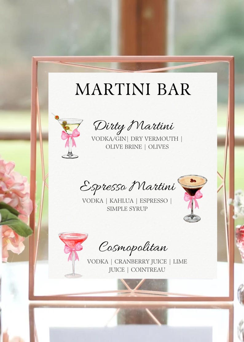 Martini Bar Menu - Etsy