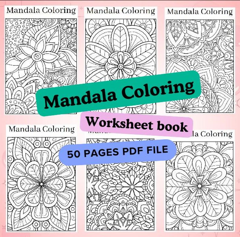 50 Pages Mandala Coloring Book - Etsy