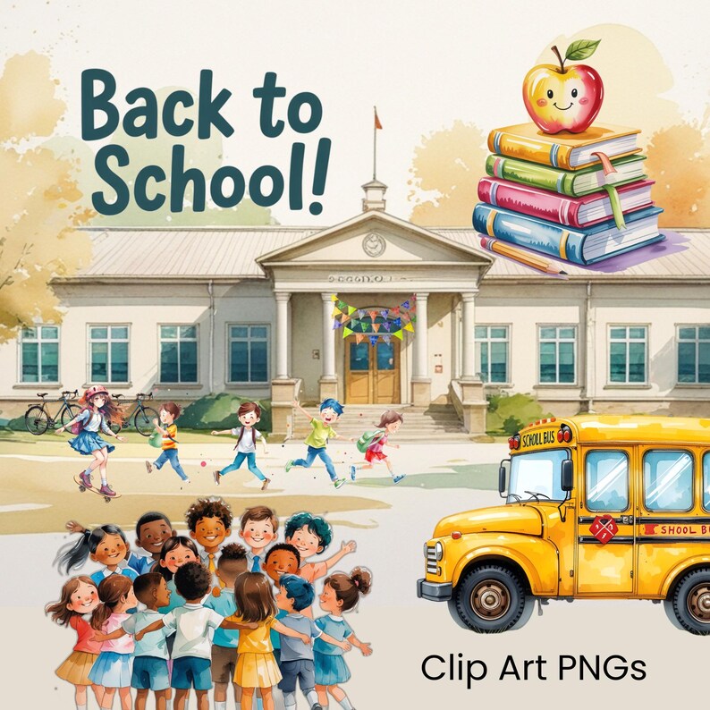Back to School Clipart Bundle: 100+ PNG School Stickers (digital ...