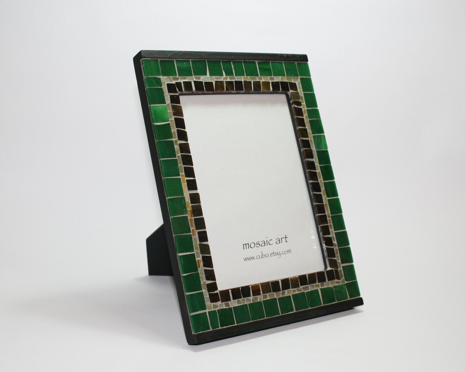 Mosaic Photo Frame | Green & Brown Glass Tiles - Etsy