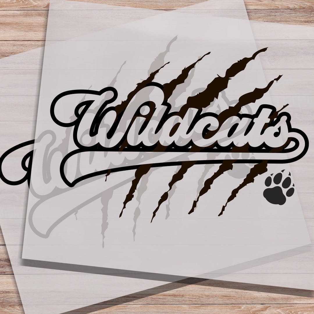 Wildcats DTF Print Wildcat With Claw Marks School Mascot Direct to Film ...
