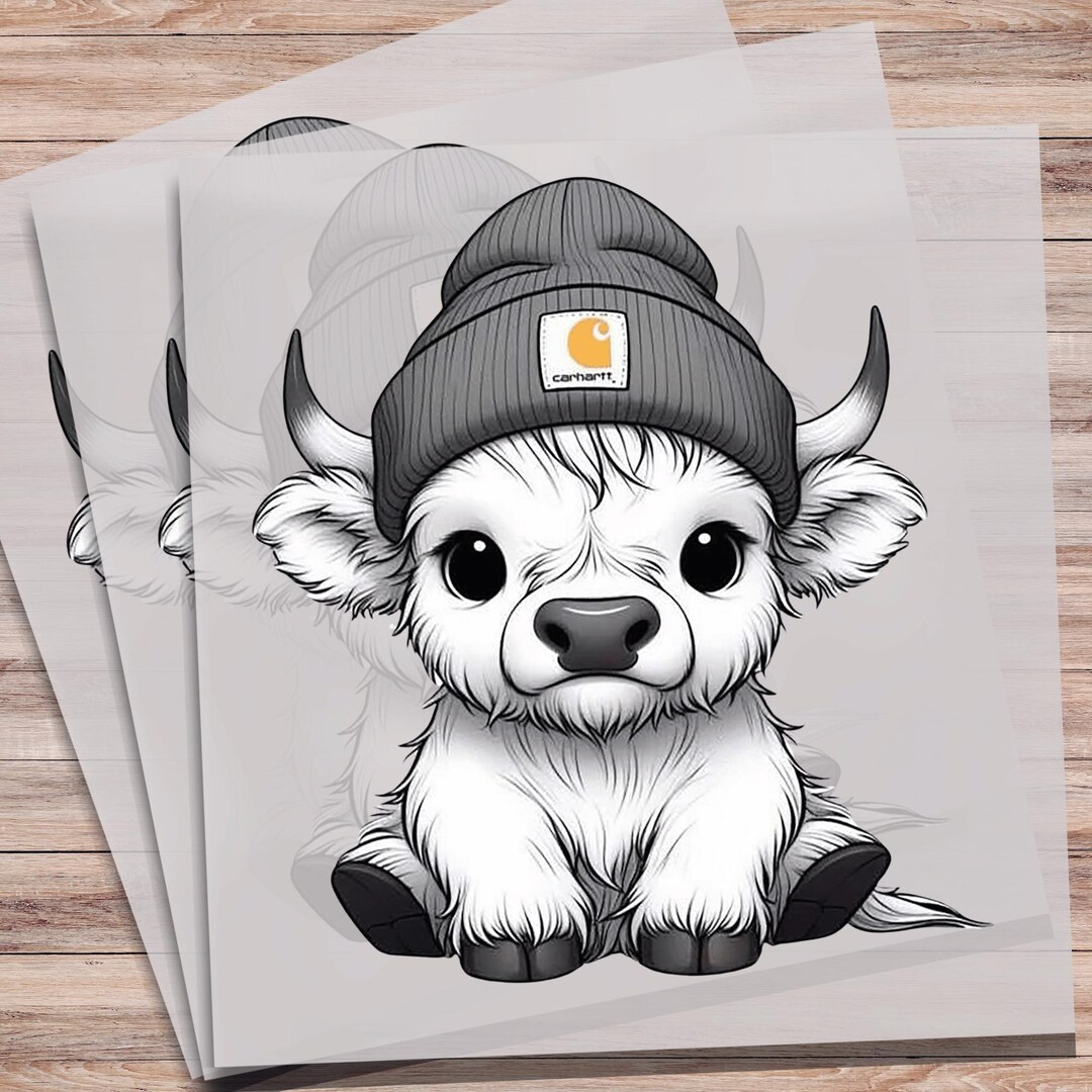 Highland Cow DTF Print Cute Cow Direct to Film Transfer Ready to Press ...