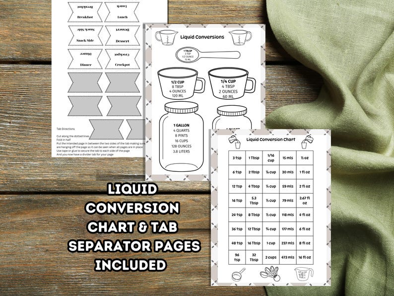 Recipe Book Printable, Blank Recipe Page Downloads for Cookbook Recipe ...