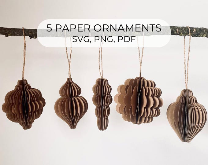 DIY Honeycomb Christmas Tree Decorations, 7 Digital Templates, Modern ...