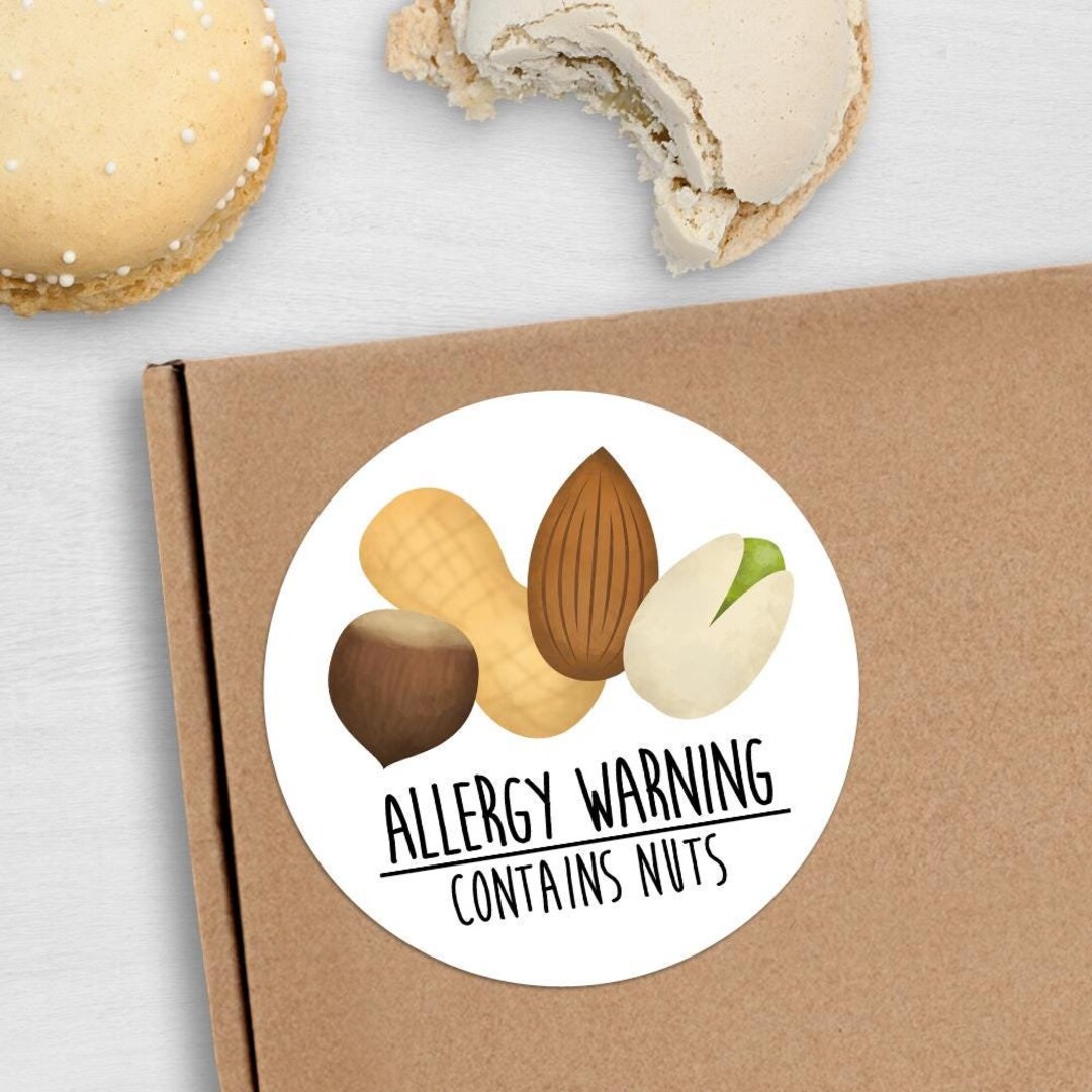Stickers - Allergy Warning Baker Label Eggs Nuts Peanuts - 1.625 ...