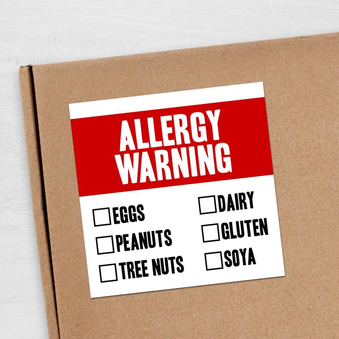 Stickers - Allergy Warning Label Checklist Eggs Nuts Soy Allergens ...