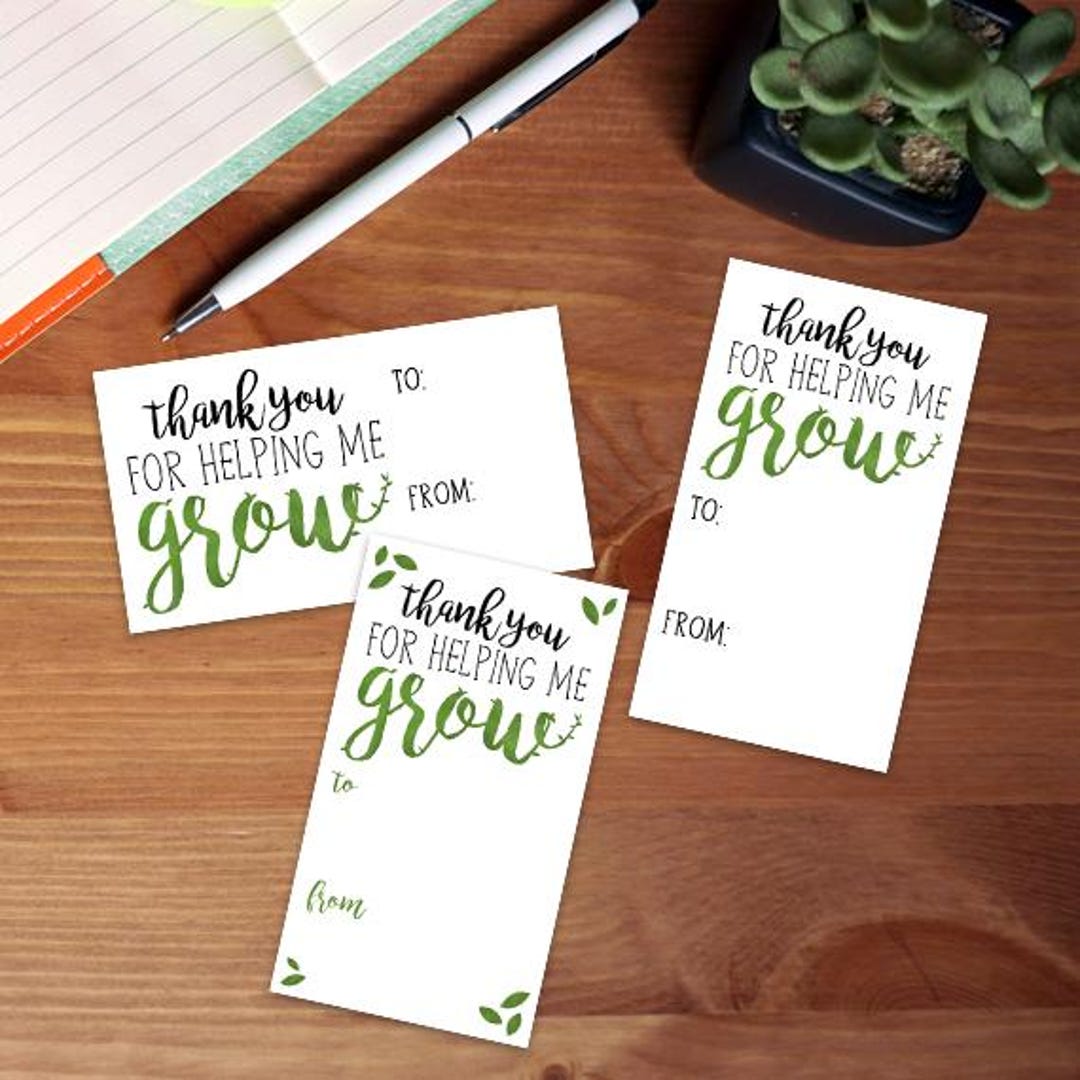 Digital Printable Gift Tags - Thank You for Helping Me Grow Print at ...