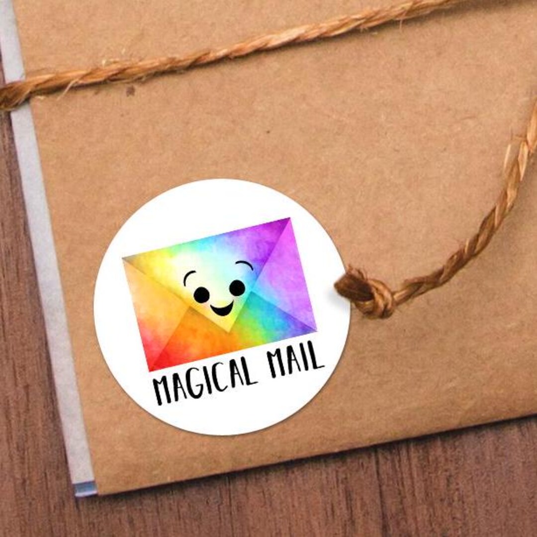 Stickers - Magical Mail Rainbow Happy Business Labels - 1.625" Circles ...