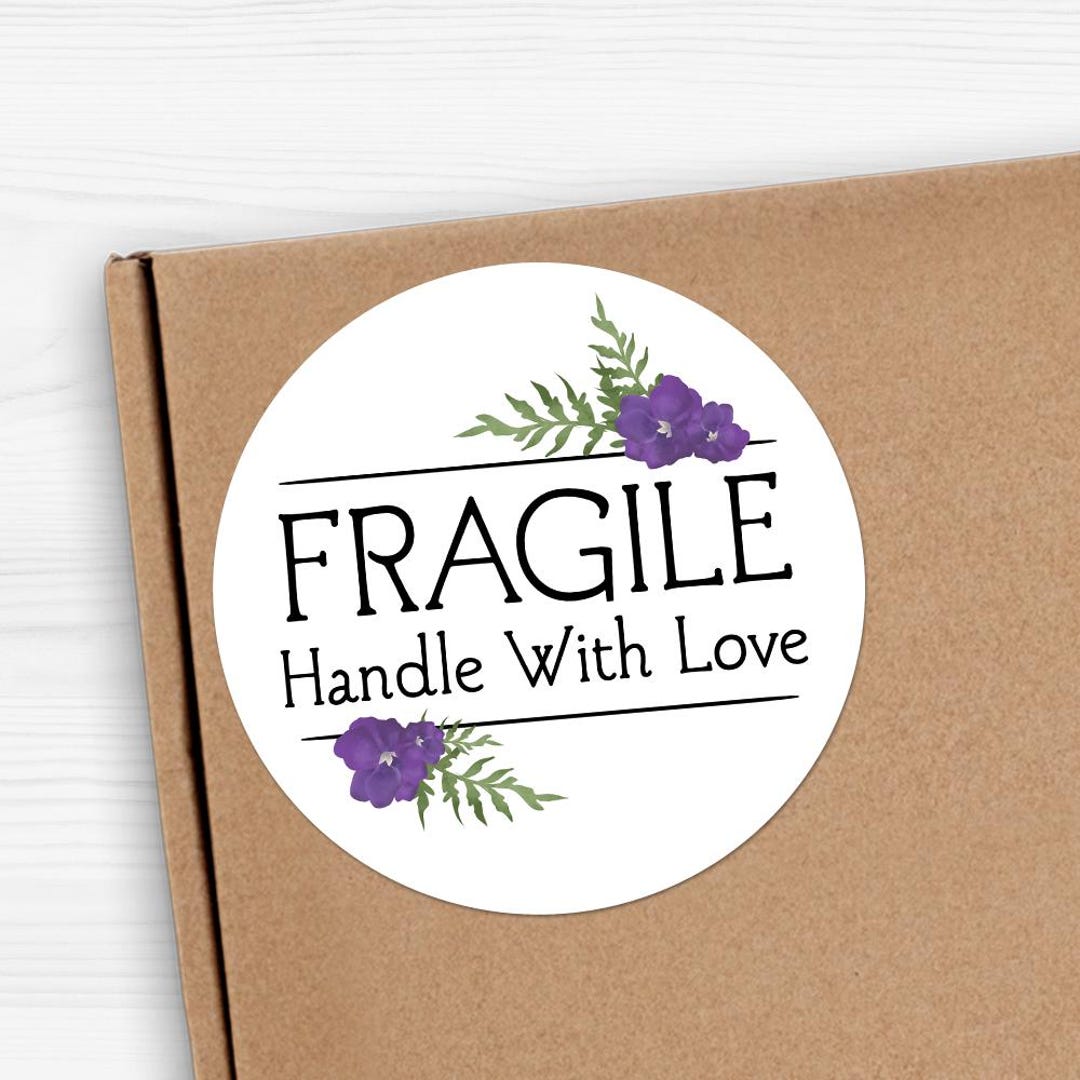 Stickers - Fragile Handle With Love Floral Flowers Hearts - 1.625 ...