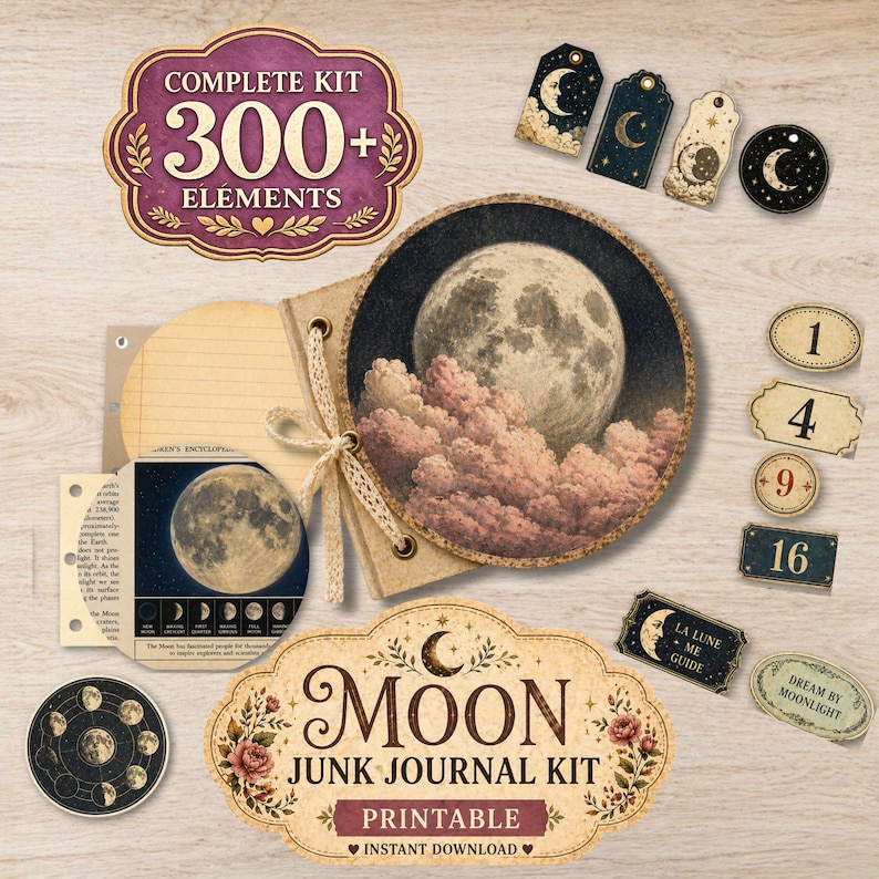 Moon Junk Journal Kit, Astronomy Astrology Pages, Celestial Ephemera ...