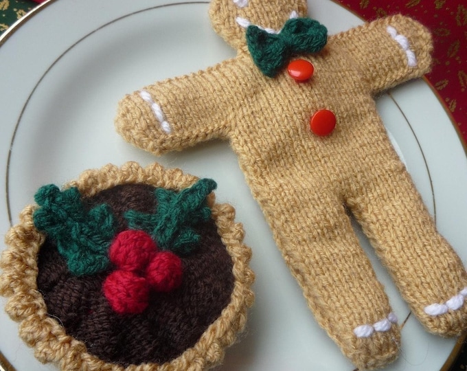 KNITTING PATTERN for Gingerbread Man and Mince Pie - Etsy