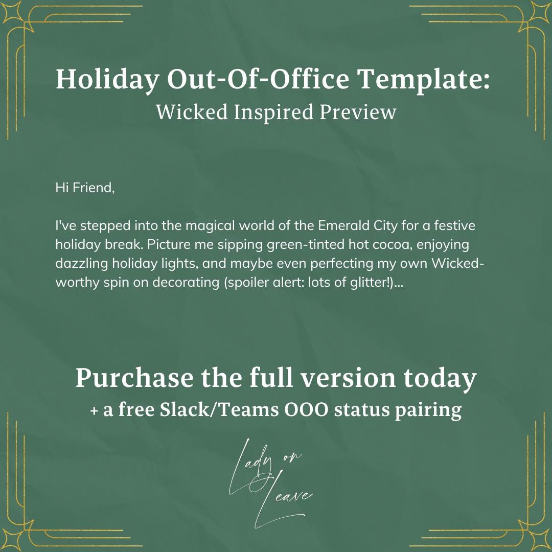 Christmas-themed Out of Office Message Template - Inspired by Wicked - Etsy