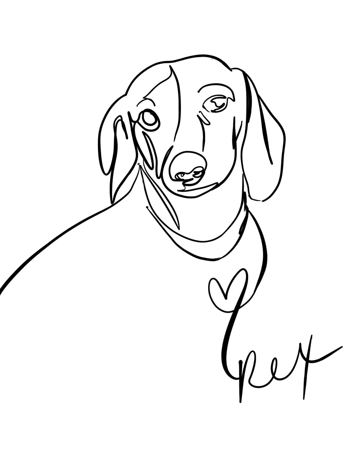 Custom Pet Portrait Line Drawing, Minimalist Dog Portrait, Personalized ...