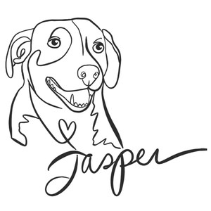 Custom Pet Portrait Line Drawing, Minimalist Dog Portrait, Personalized ...
