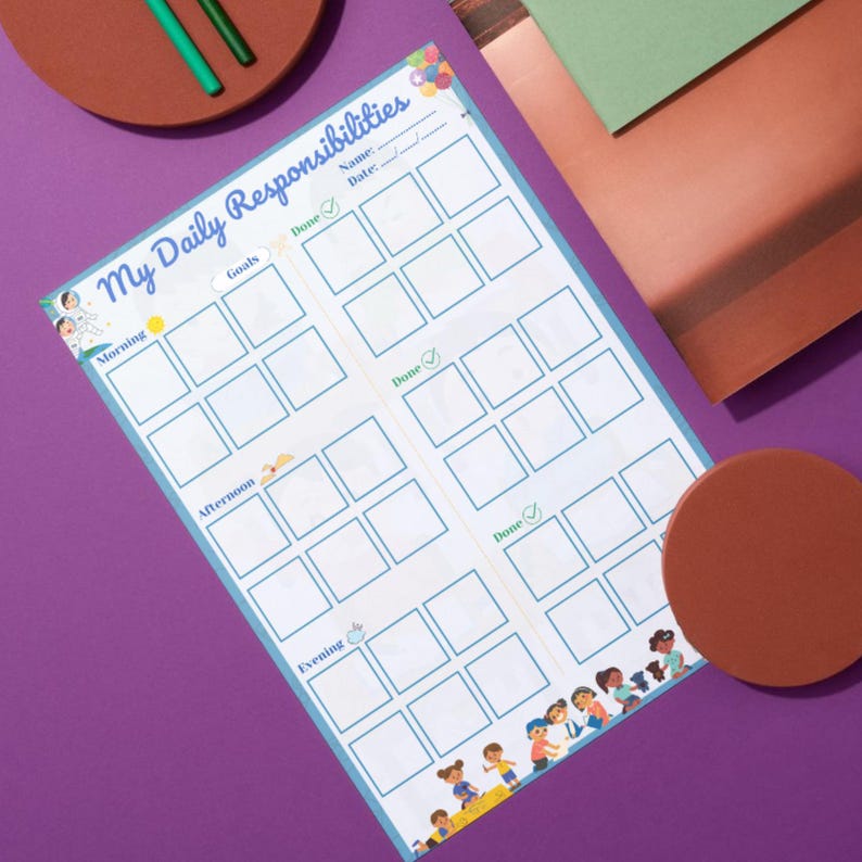 Kids Daily Routine Chart Printable Daily Responsibilities Schedule ...