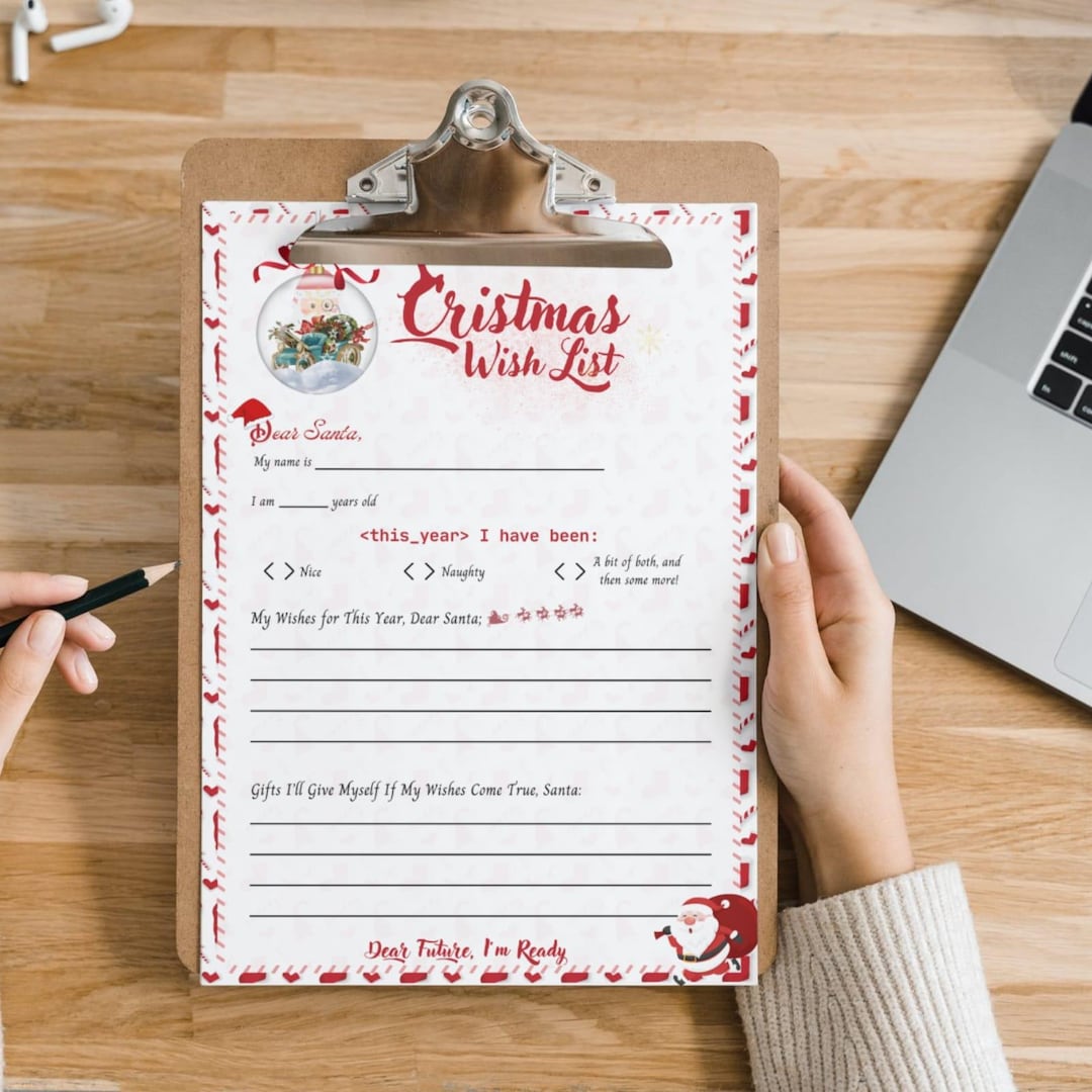 Santa Wish List Template, Christmas Letter for Kids, Editable Christmas ...