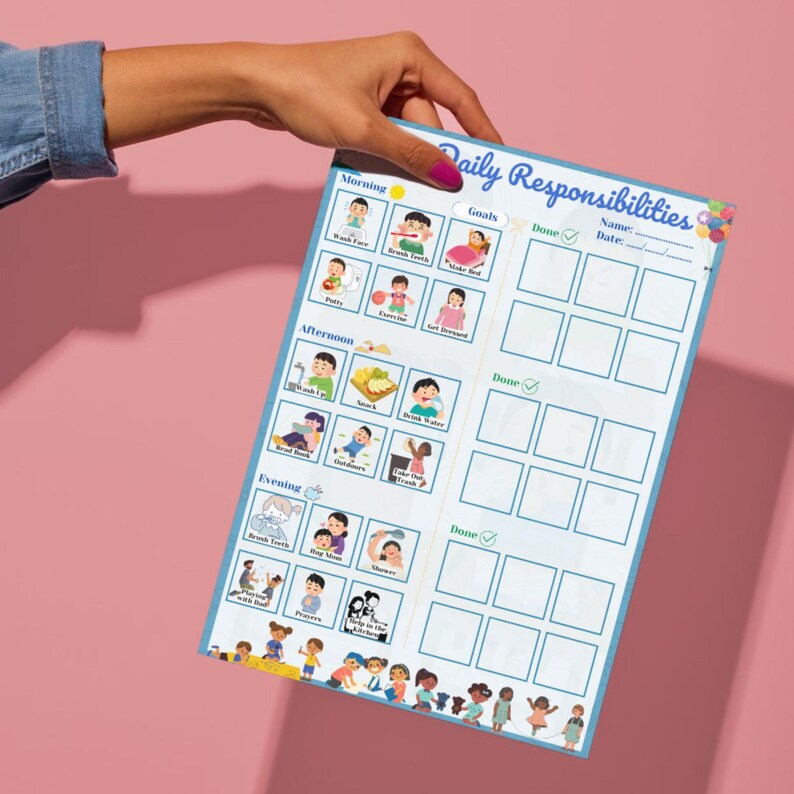 Kids Daily Routine Chart Printable Daily Responsibilities Schedule ...