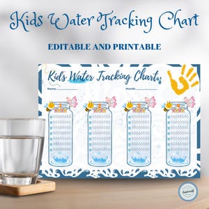 Kids Water Tracker Monthly, Printable Chart, Health Planner, Daily ...