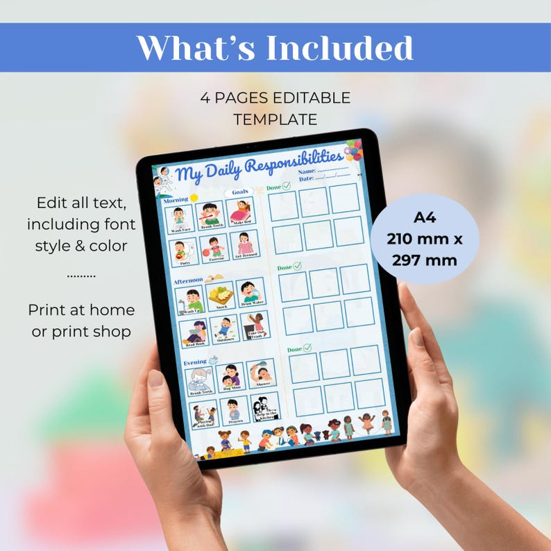Kids Daily Routine Chart Printable Daily Responsibilities Schedule ...