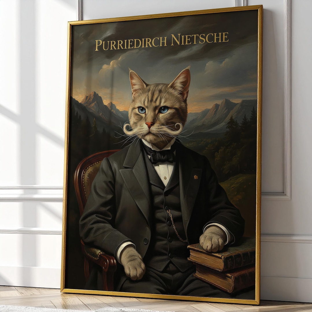 Purrriedrich Nietzsche Cat Philosopher Portrait (digital Print) - Etsy