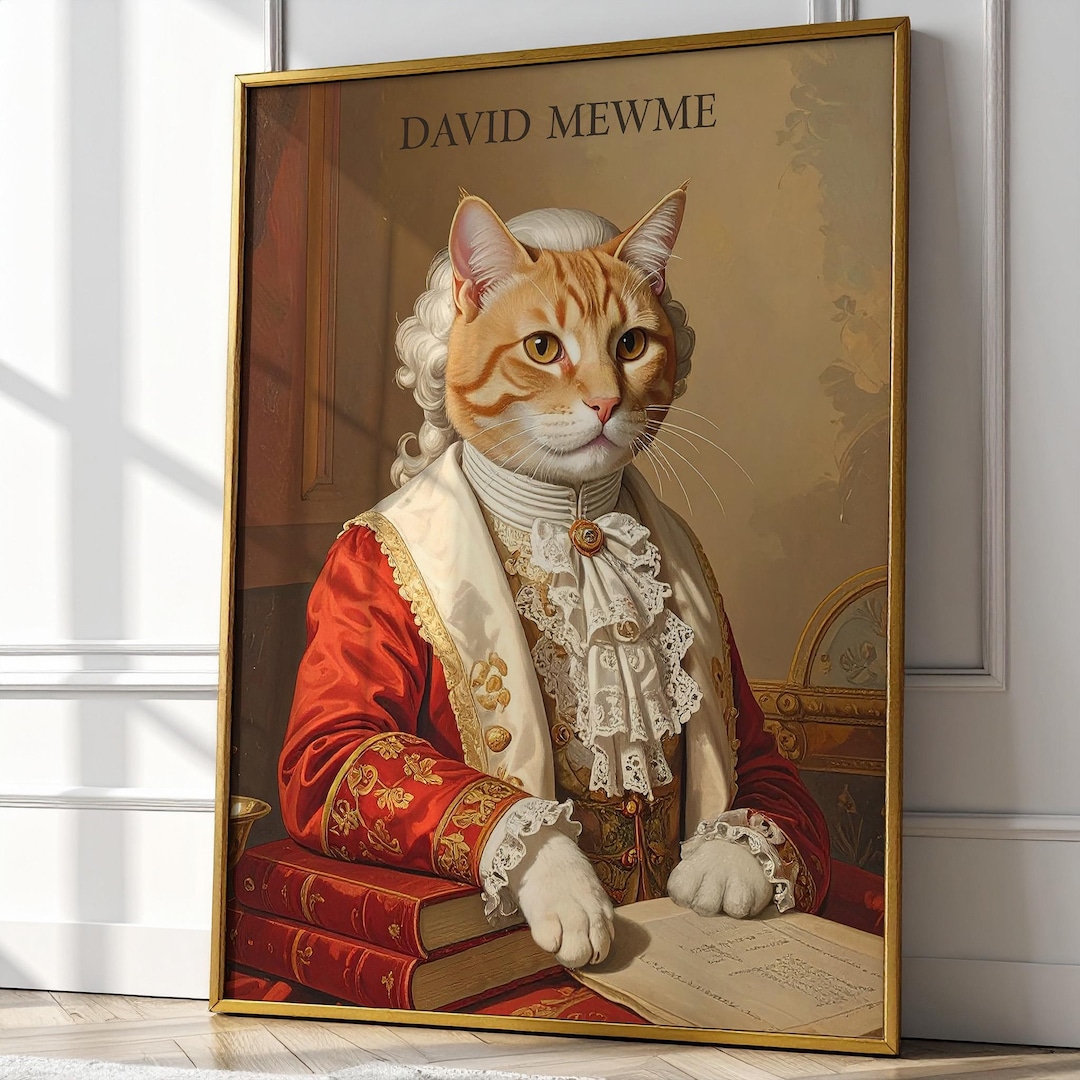 David Mewme Cat Philosopher Art Print, Enlightenment Tabby (digital ...