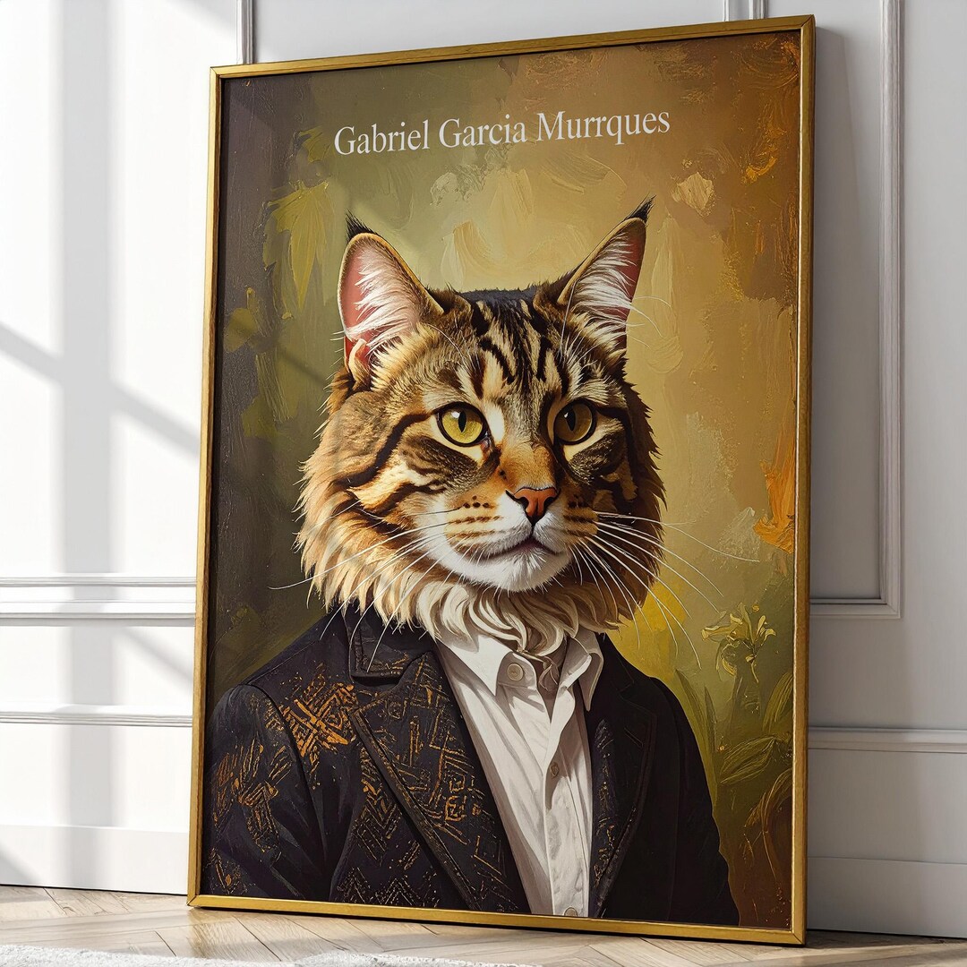 Gabriel Garcia Marquez Cat Art Print | Magical Realism Portrait ...