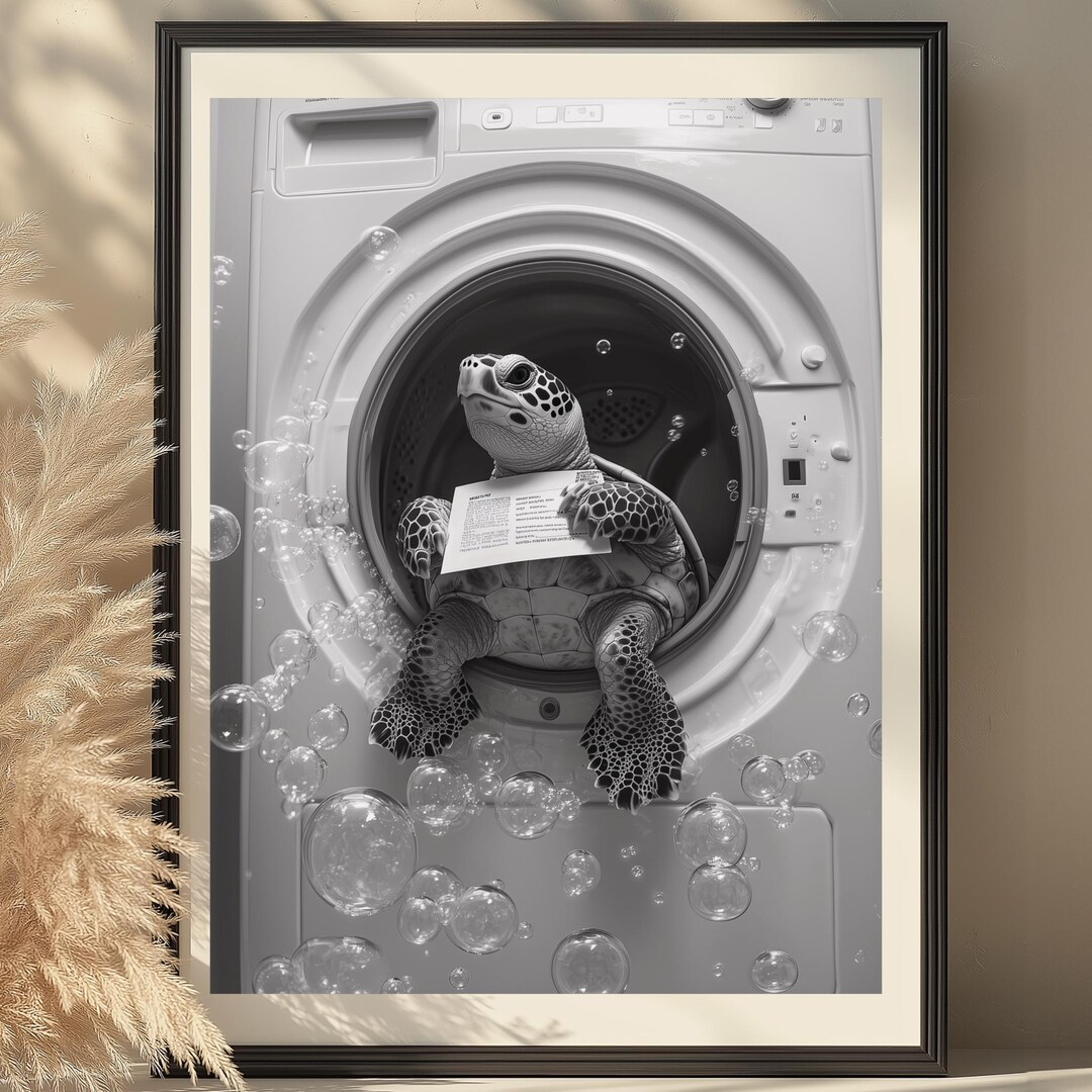 Laundry Turtle Art, Black and White, Laundry Makeover, Printable Home ...