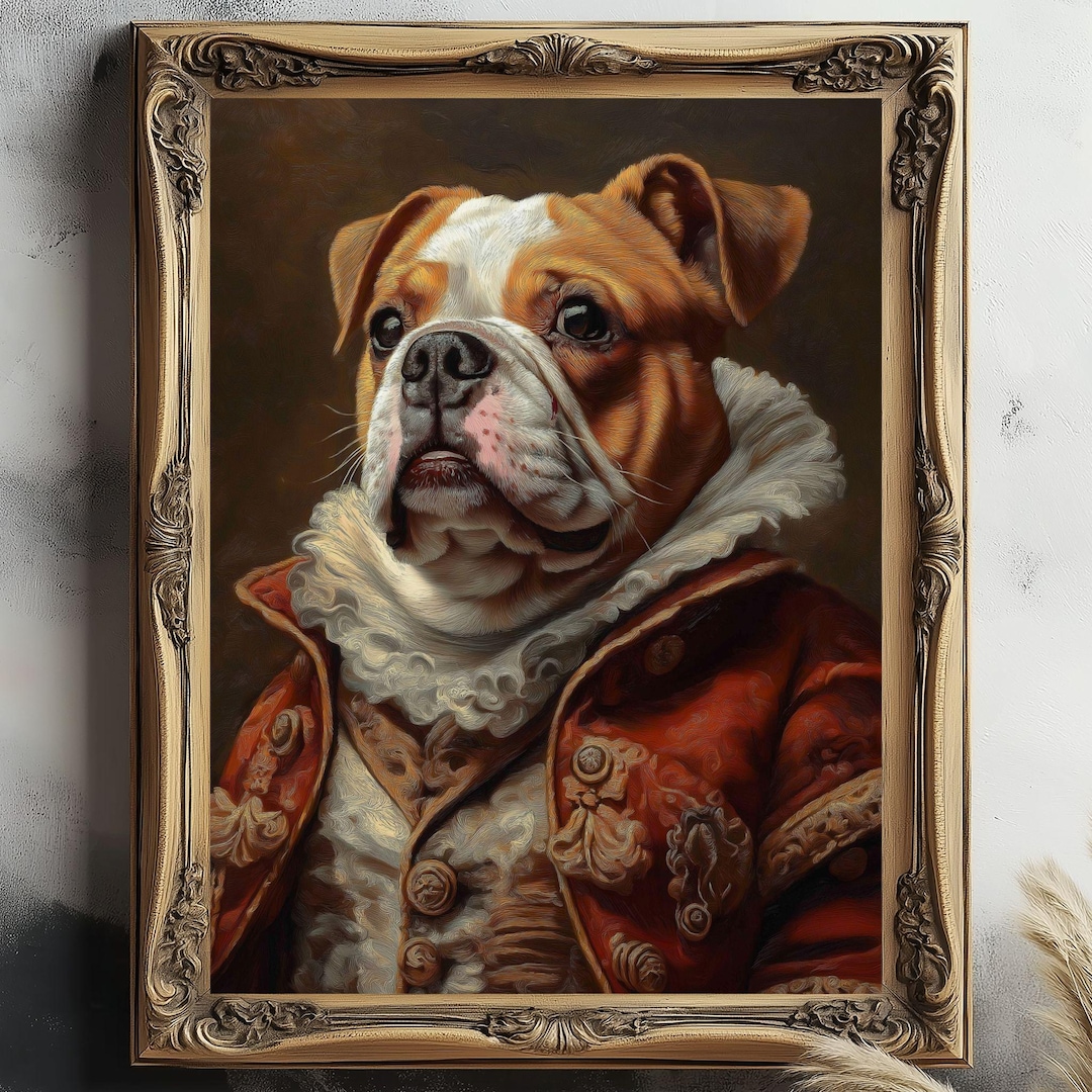 Renaissance Bulldog Portrait: Vintage Style Dog Art Print - Etsy