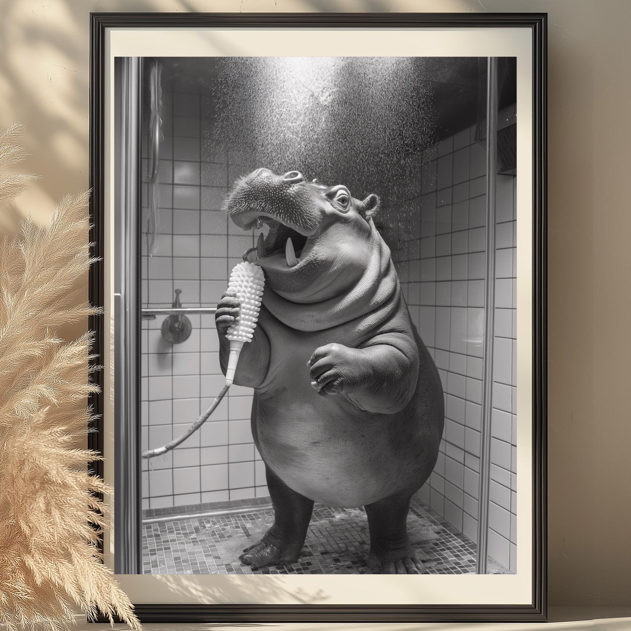 Hippo Bathroom Art Print, Unique Wall Decor for Animal Enthusiasts ...