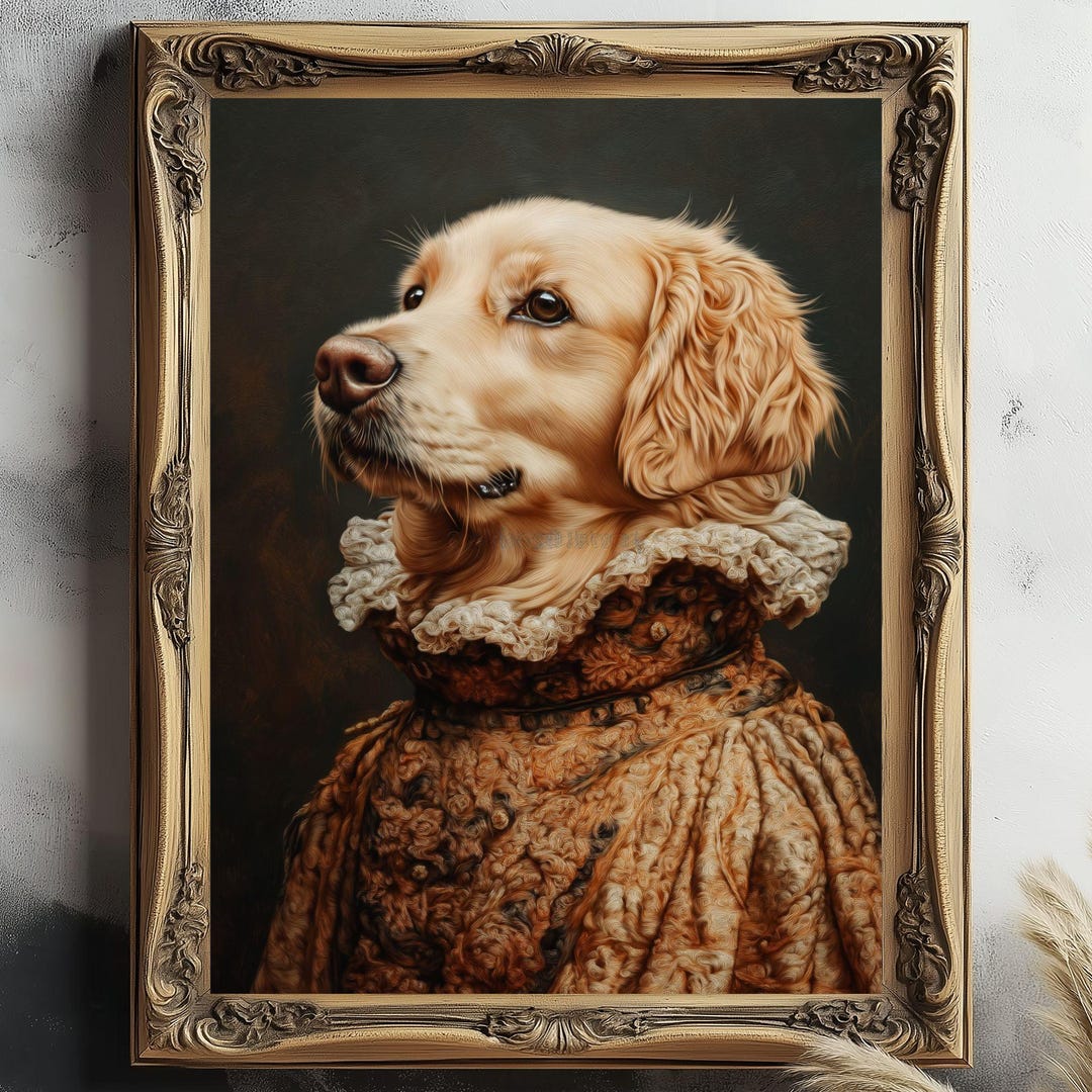 Golden Retriever Dog Male Portrait, Matte Vertical Poster, Dog in ...