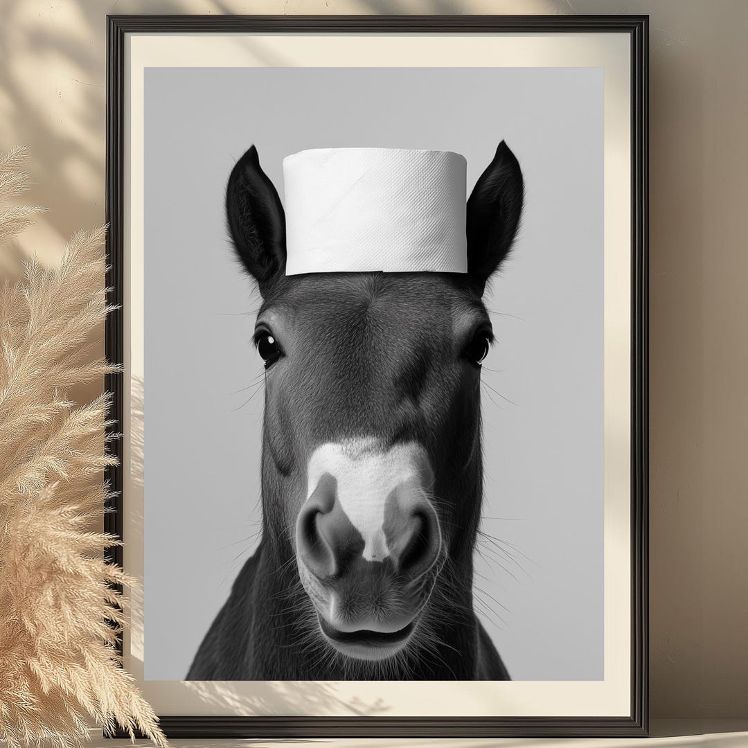 Funny Horse Toilet Paper Head Art Print: Unique Bathroom Decor (digital ...