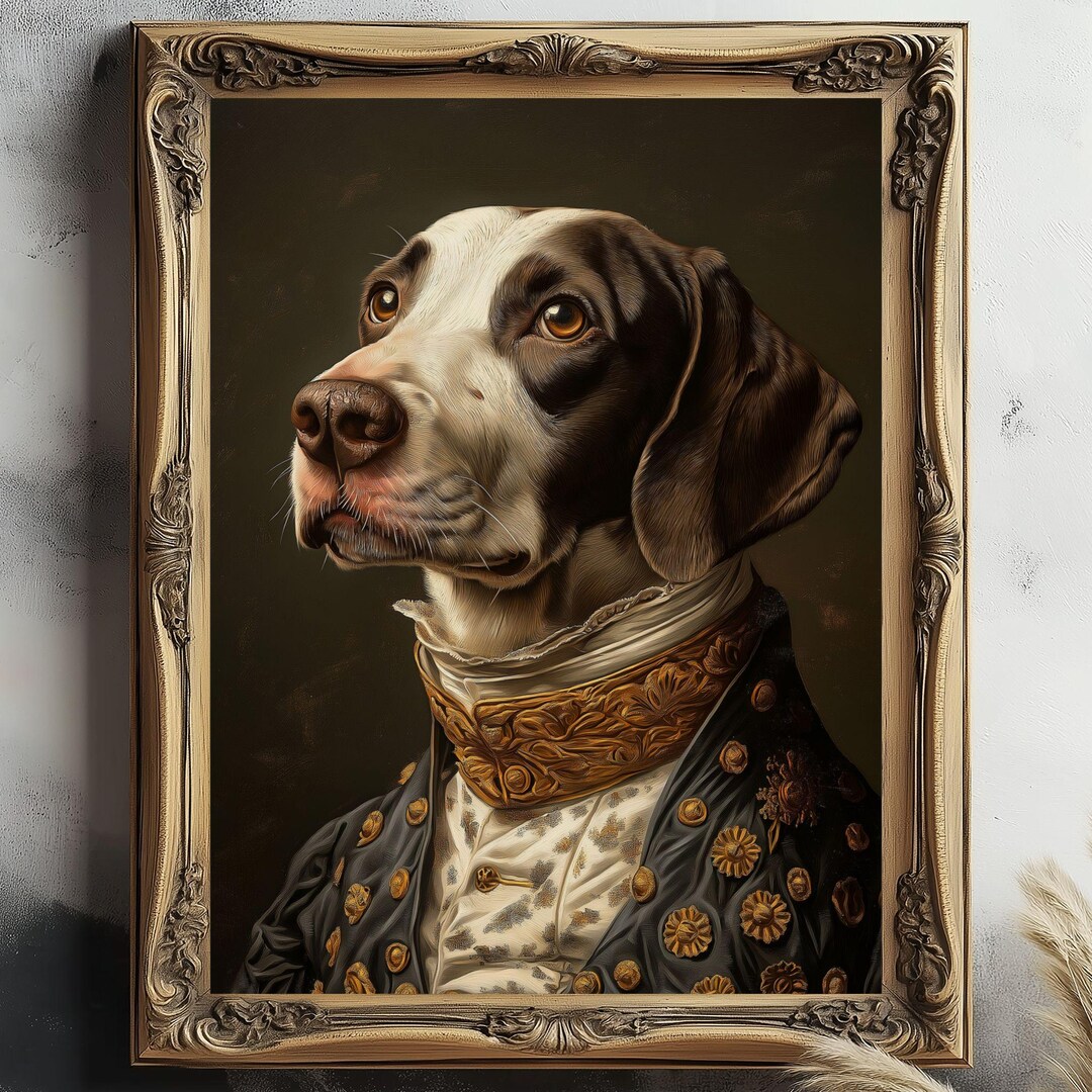 Pointer Dog Male Portrait | Vintage Poster | Dog in Renaissance Outfit ...