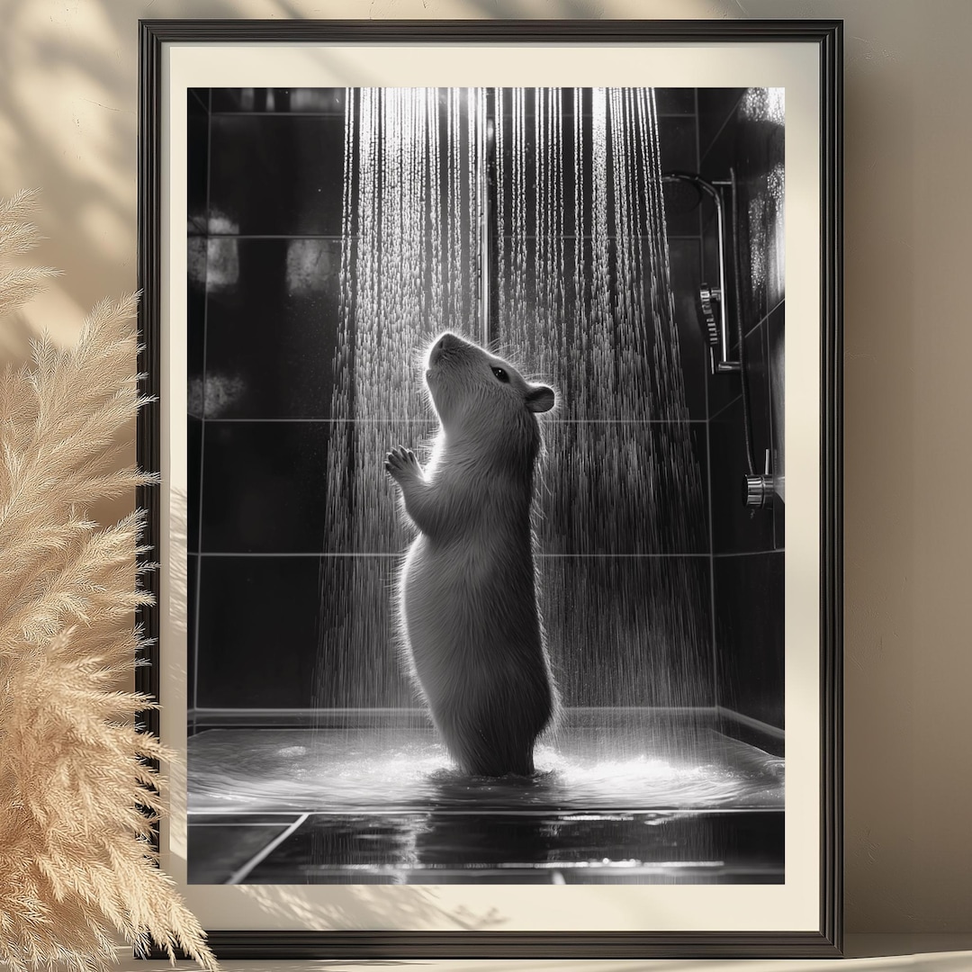 Capybara Bathroom Art Print, Unique Wall Decor for Animal Enthusiasts ...