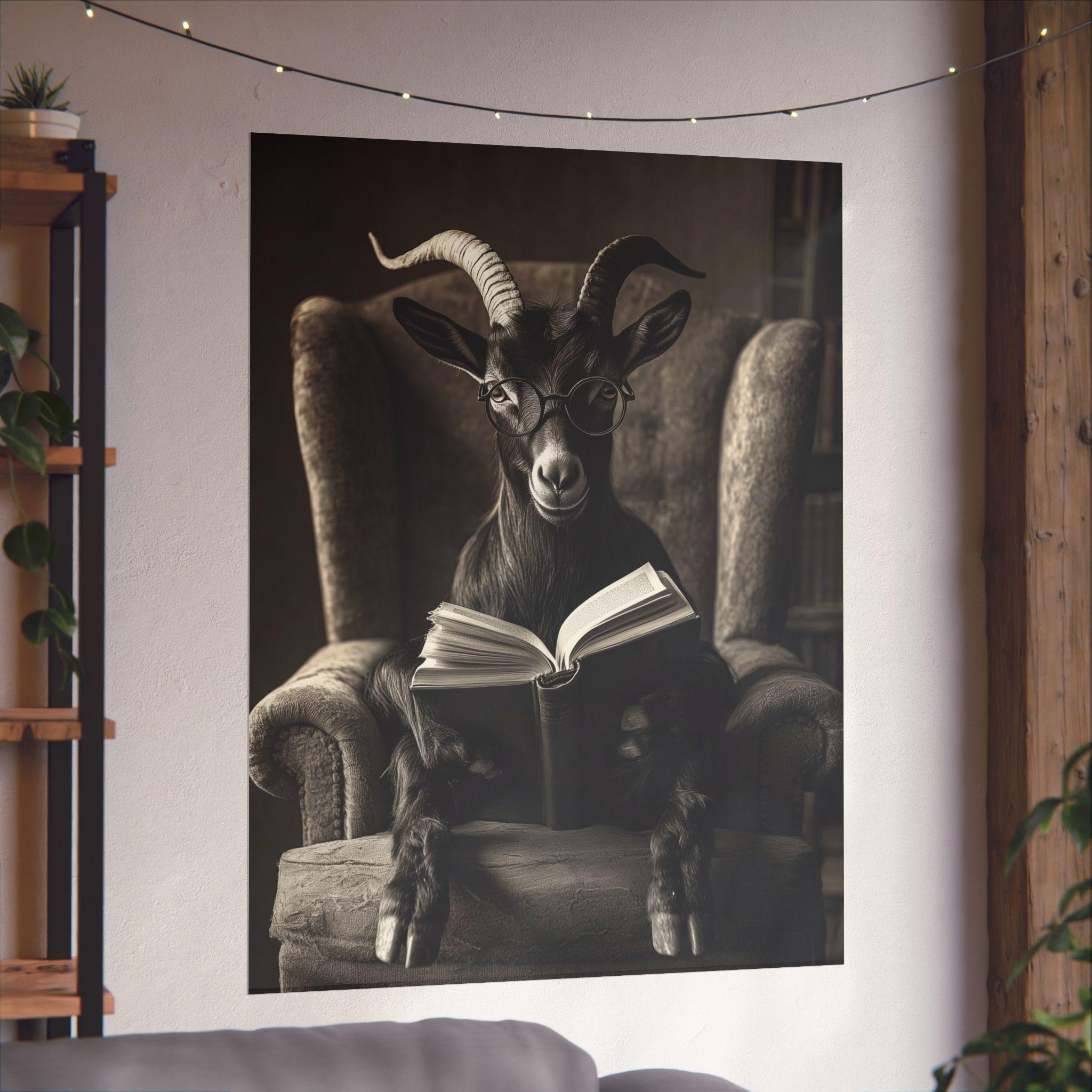 Goat Reading Book Art Print: Unique Animal Wall Decor (digital Download ...