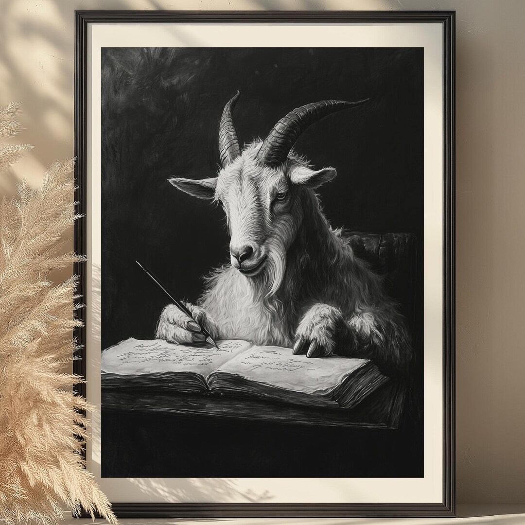Goat Writing Art Print: Unique Animal Wall Decor (digital Download) - Etsy