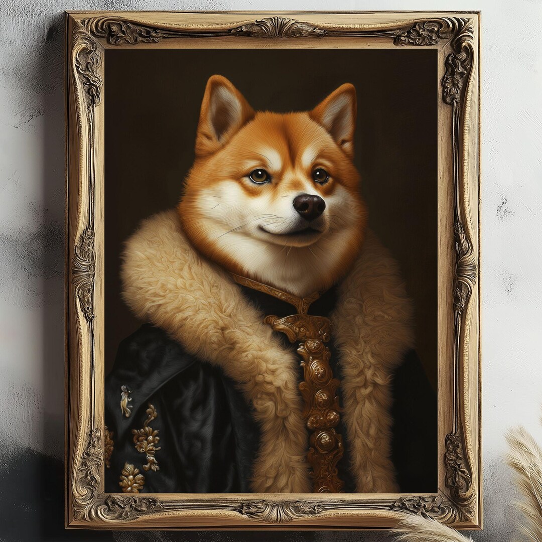 Shiva Inu Dog Male Portrait | Vintage Poster | Dog in Renaissance ...