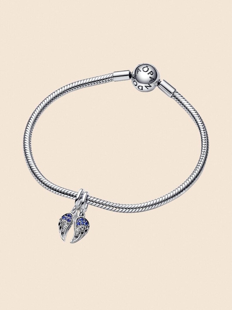 Sparkling Splitable Angel Wings Charm for Bracelet or Necklace Silver ...