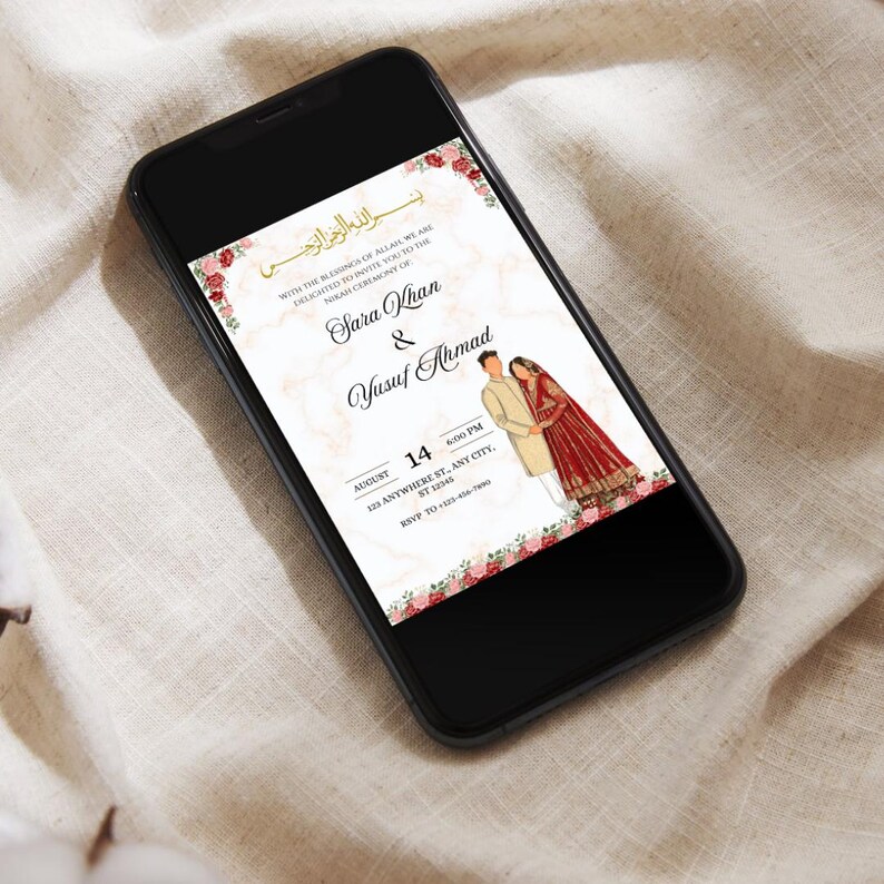 Muslim Nikkah Invitation Card | Blissful Rose Wedding Design | Digital ...