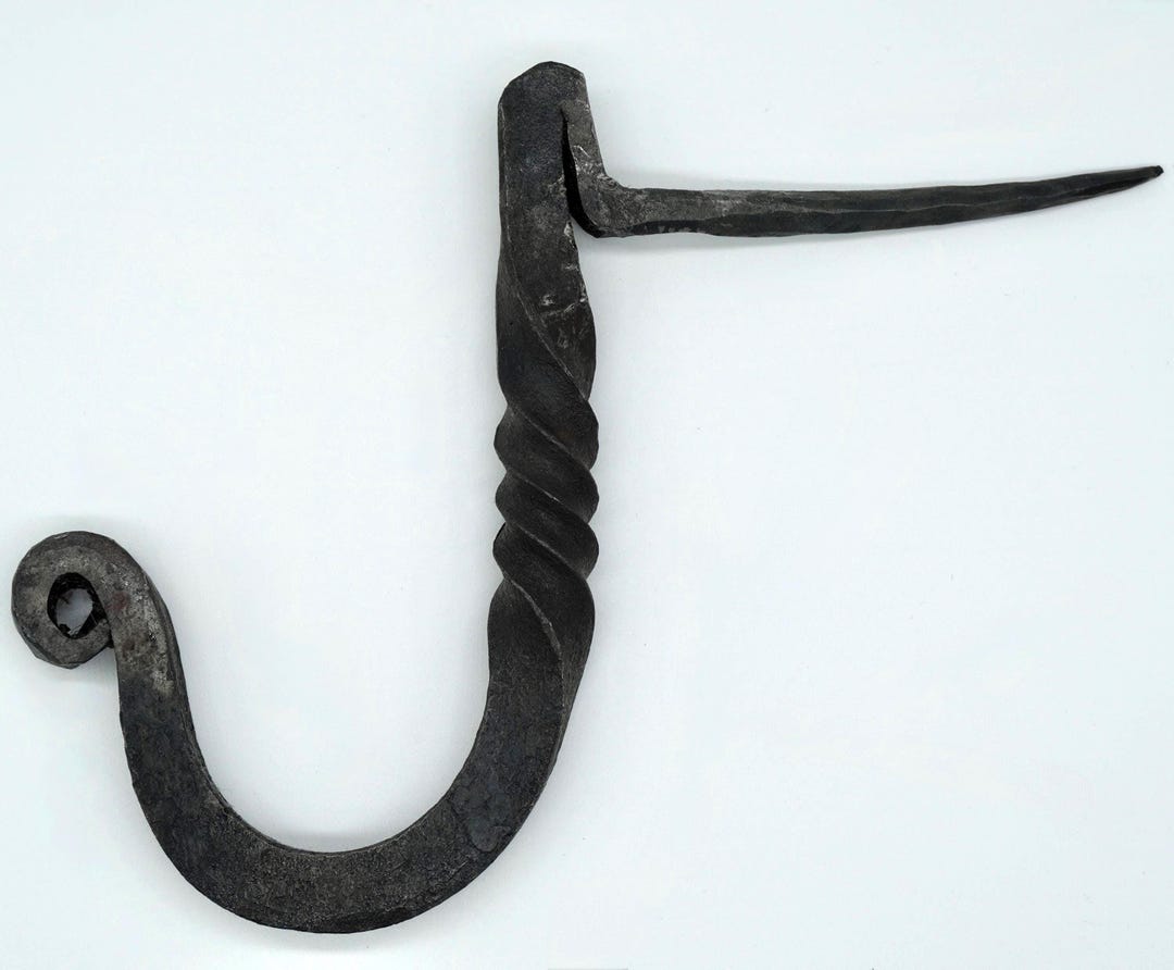 Hand Forged Mild Steel J Hook, Self Mountable, Rustic Workshop ...