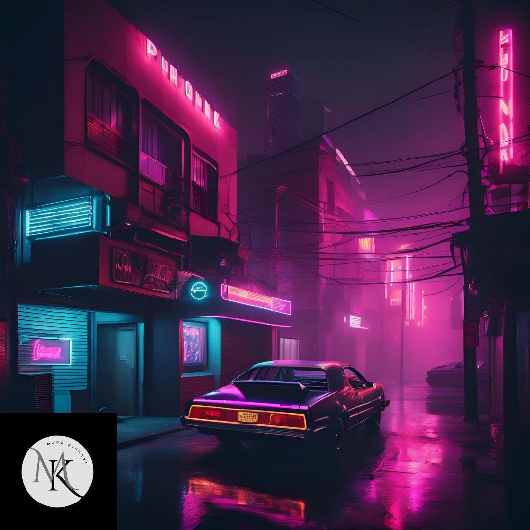 Phonk Music Art Prints, Neon Urban Cityscapes, Retro Lo-fi Vibes, Dark ...