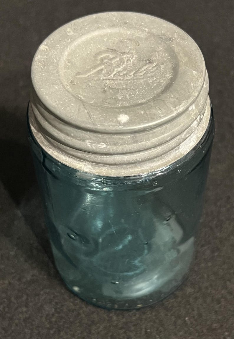 1900-1910 Ball 3-L Logo Turquoise/aqua Pint Mason Jar With Zinc and ...