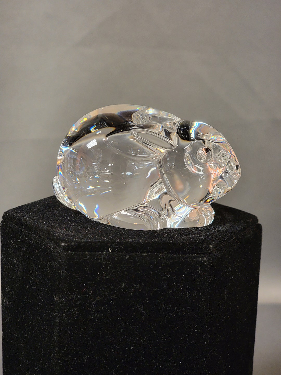 Steuben Crystal Rabbit Paperweight Figurine Signed Etsy