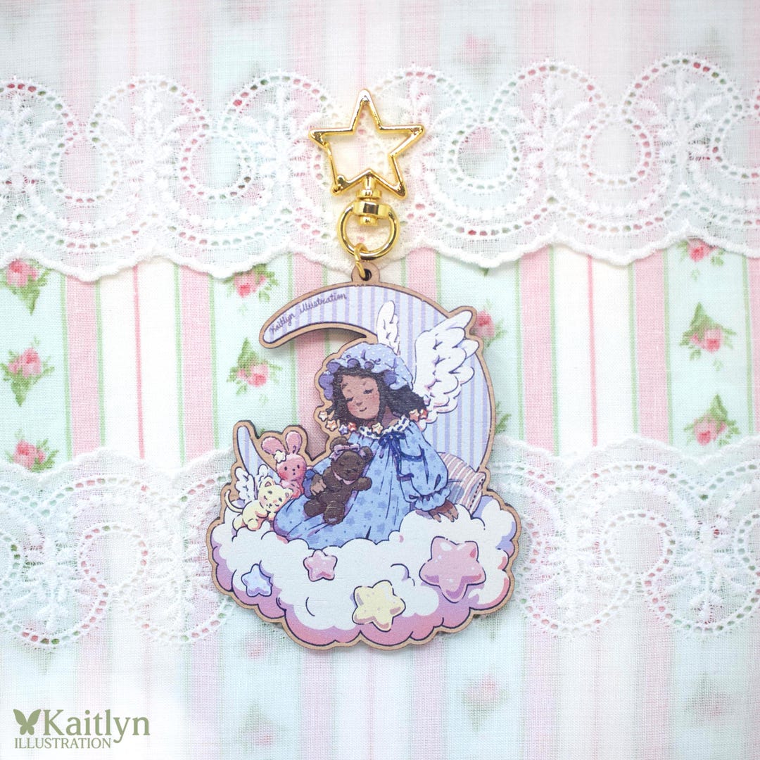 Dreamy Moon Wooden Keychain | Fairy Kei, Harajuku, J-fashion - Etsy