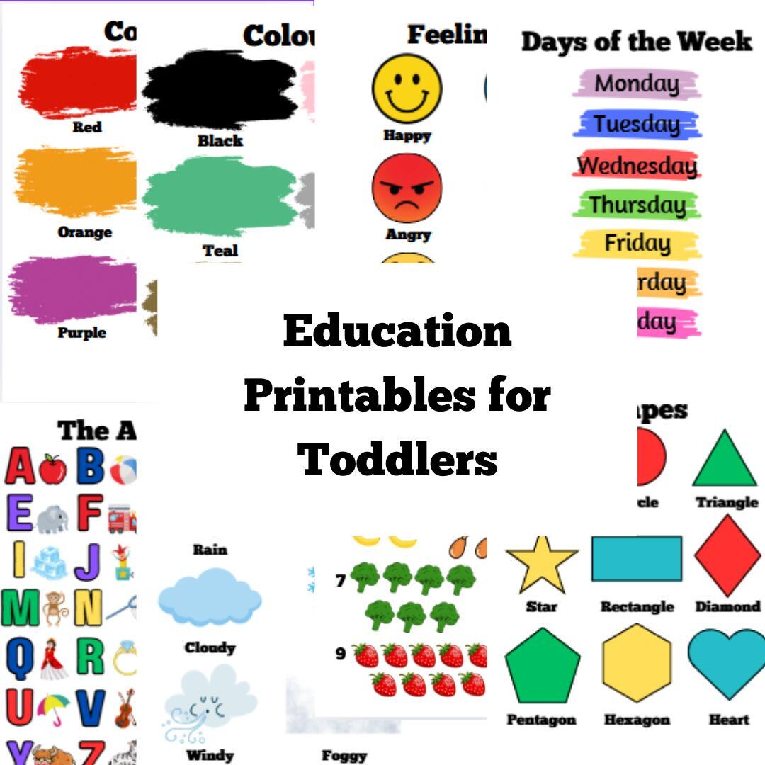 Set of 8 Educational Wall Art Printable Bundle for Toddlers, Preschool ...