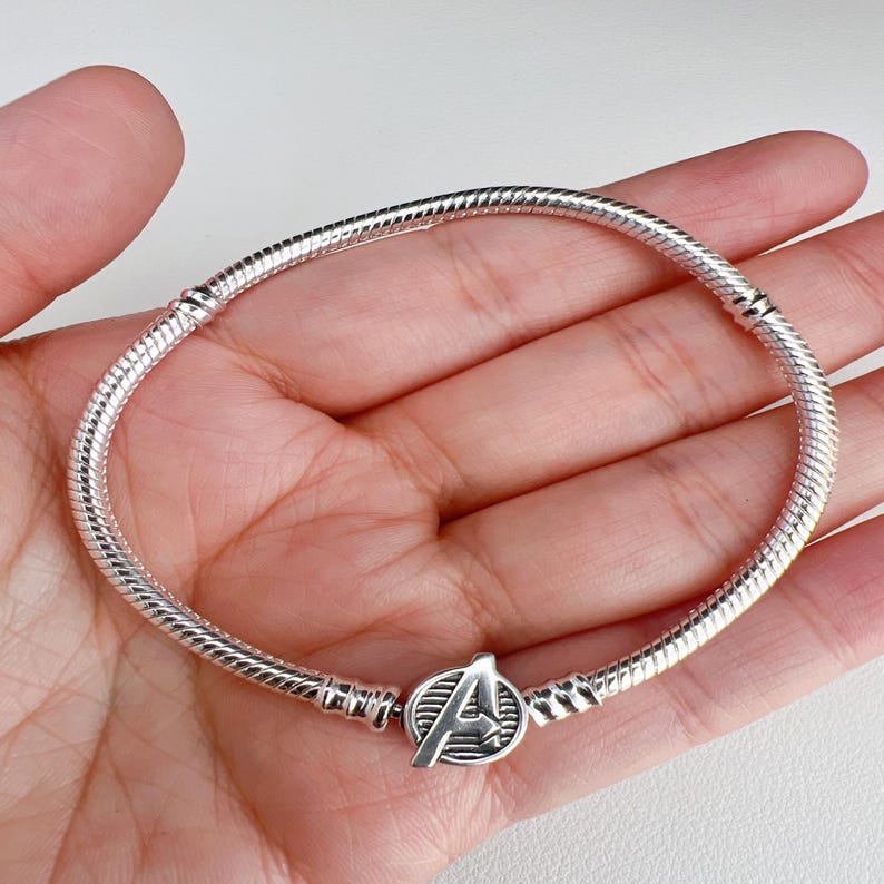 Marvel the Avengers Logo Clasp Snake Chain Bracelet,silver Charm,charms ...